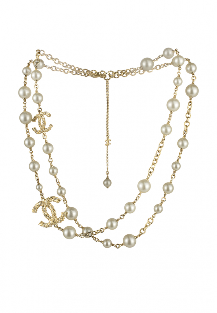 Chanel Pearl Logo Necklace