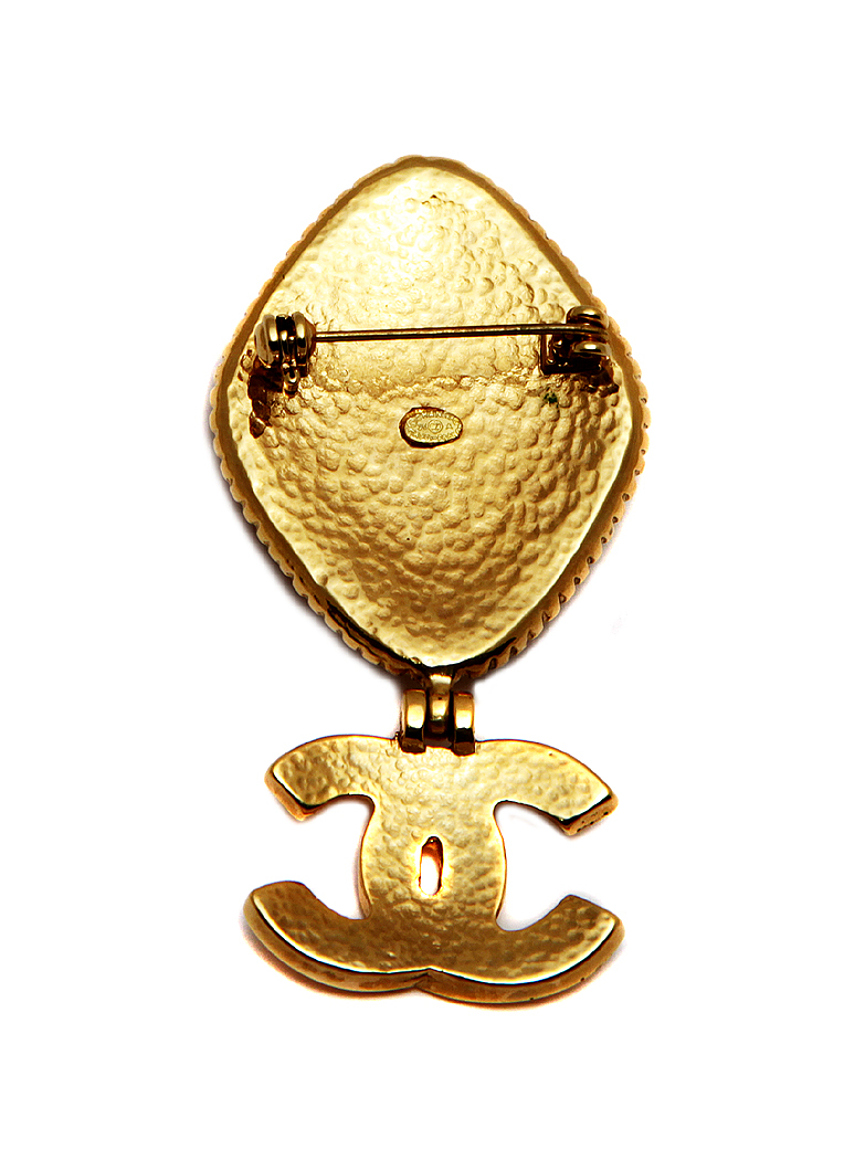Chanel Red Cabochon Brooch