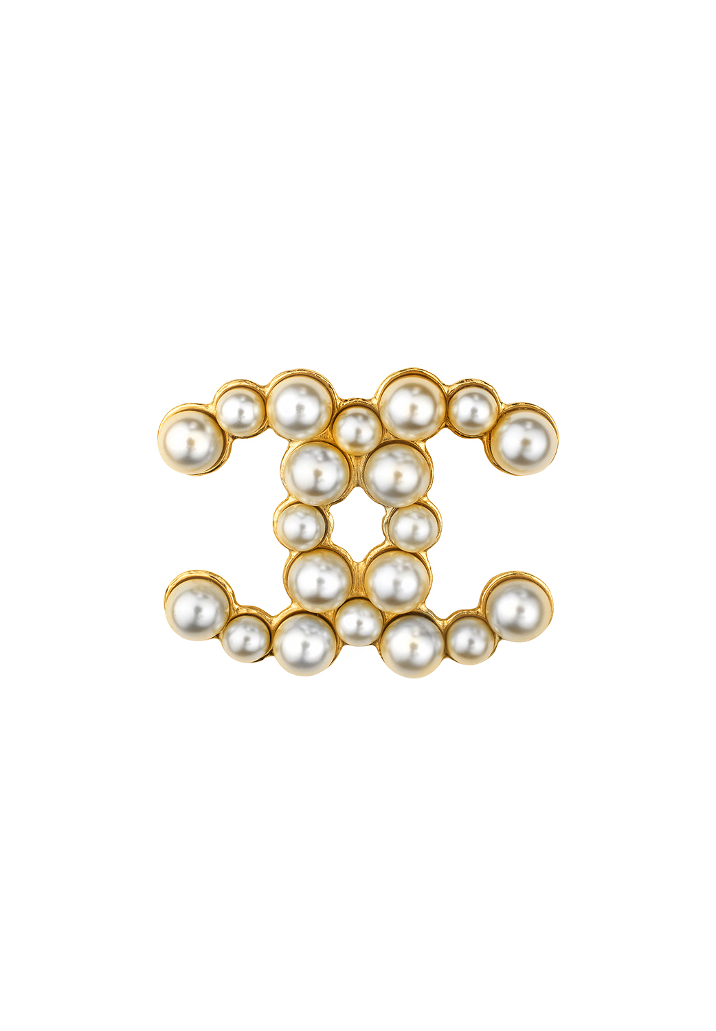 Chanel Logo Pearls Brooch