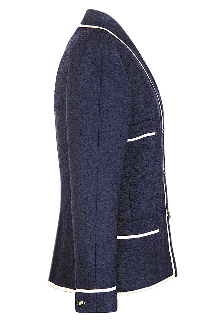 Chanel Navy Blue Jacket With White Piping